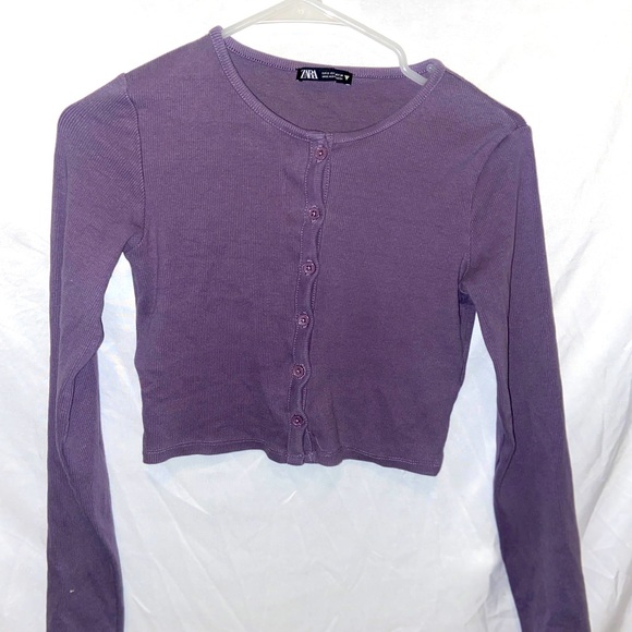 Zara | Sweaters | Zara Snug Cropped Button Up Cardigan Grey Toned ...